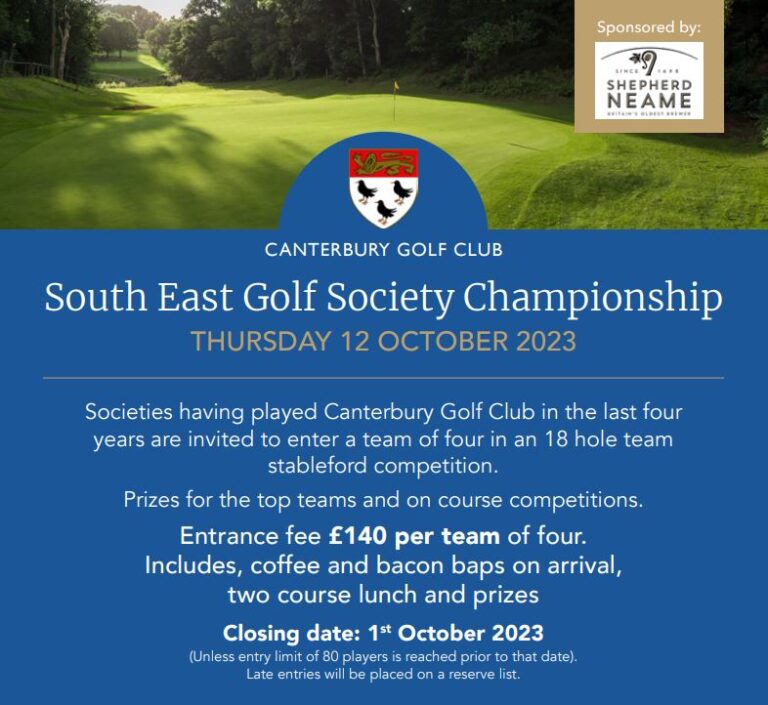 !! South East Golf Society Championship at CANTERBURY GOLF CLUB