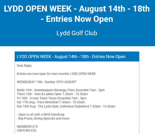 Lydd Open 2024 - !! St Stephen's Golf Society, Canterbury